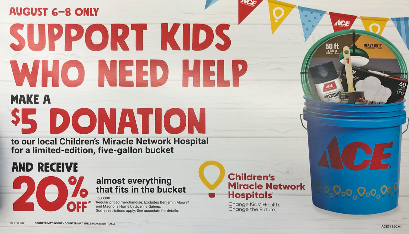 Support Children's Miracle Network this Weekend at Ace Hardware!